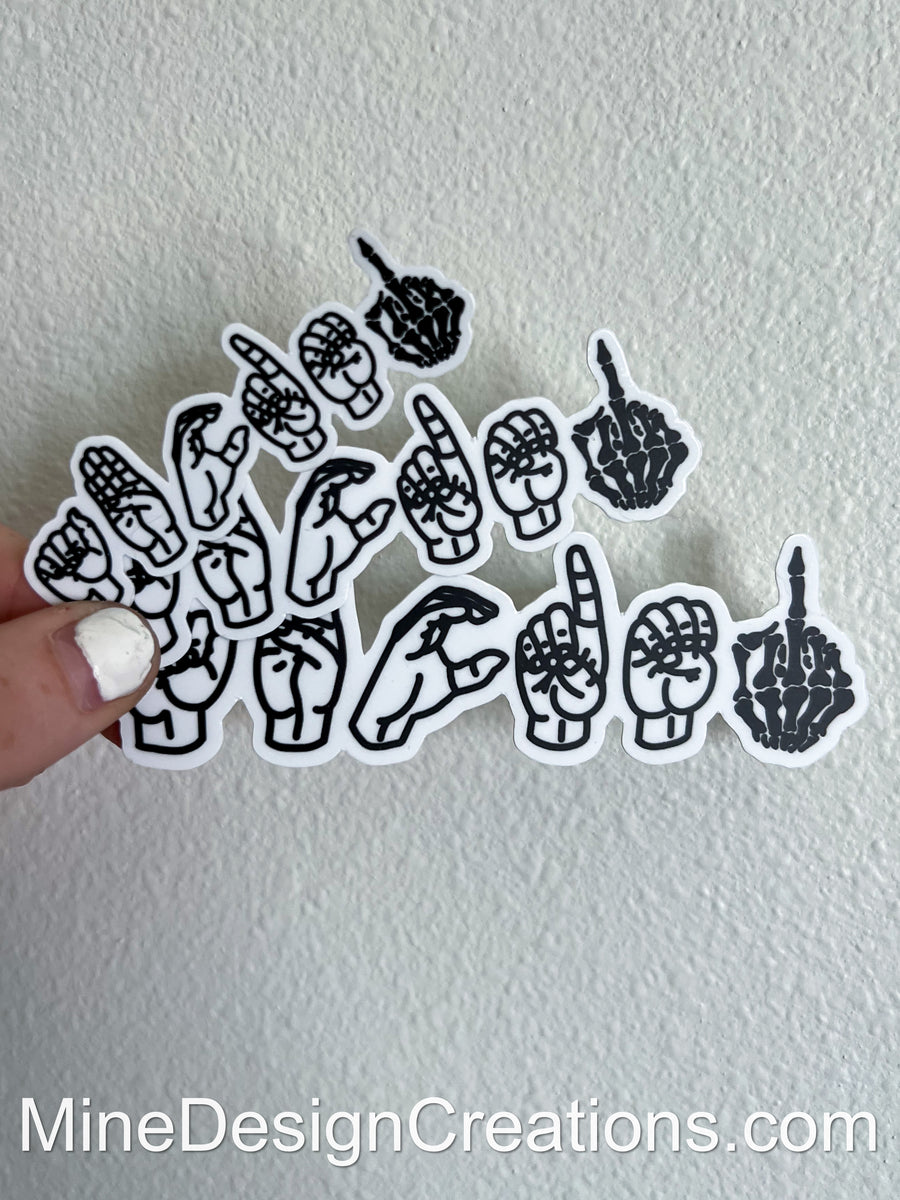 ABCDE FU Sign Language Sticker – minedesigncreations
